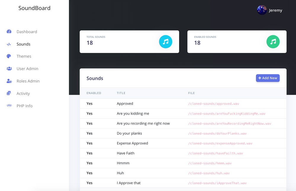 jeremykenedy/laravel-soundboard:An open source Laravel Soundboard with Admin Panel CRUD (Create ...